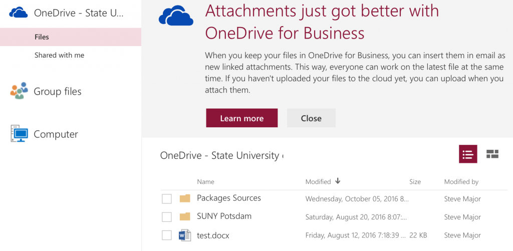 [O365] Working With File Attachments – CTS Announcements & System Status
